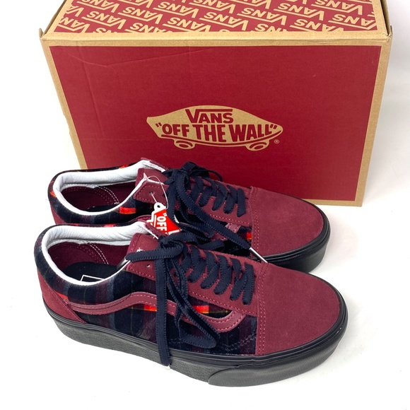 Vans | Shoes | Vans Old Skool Platform Shoes Red Black Suede Women Size ...